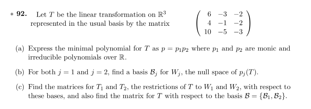 Solved 92. Let T be the linear transformation on IR3 | Chegg.com