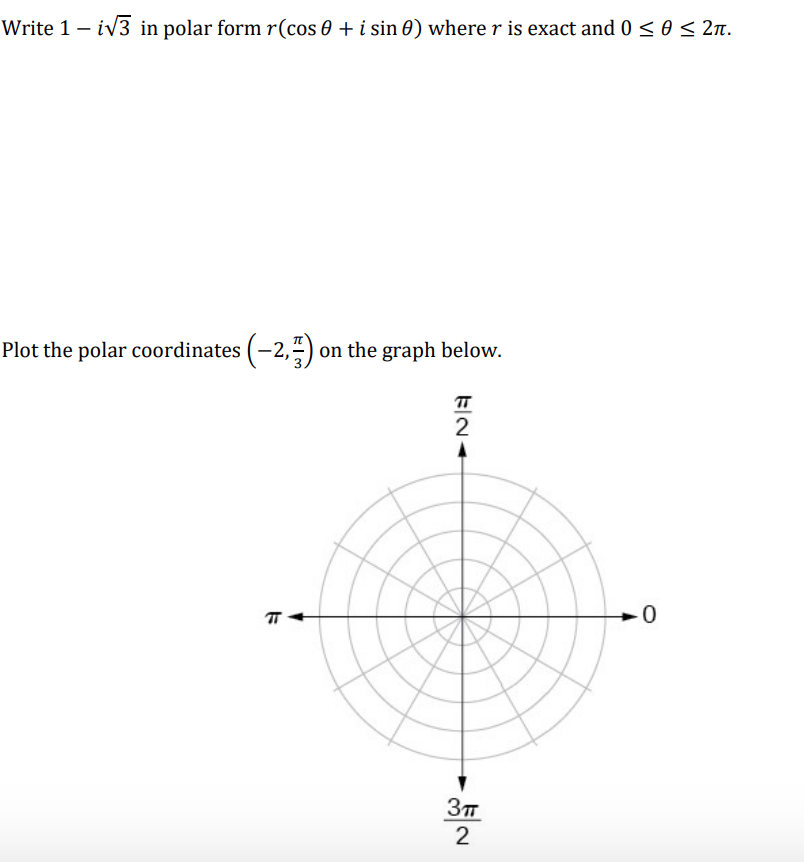 Solved Write 1 – iV3 in polar form r(cos 0 + i sin ) where r | Chegg.com