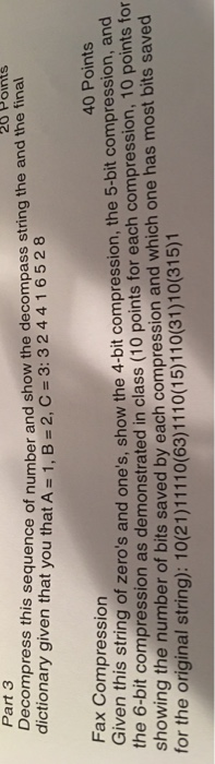 Part 3 Decompress this sequence of number an 20 | Chegg.com