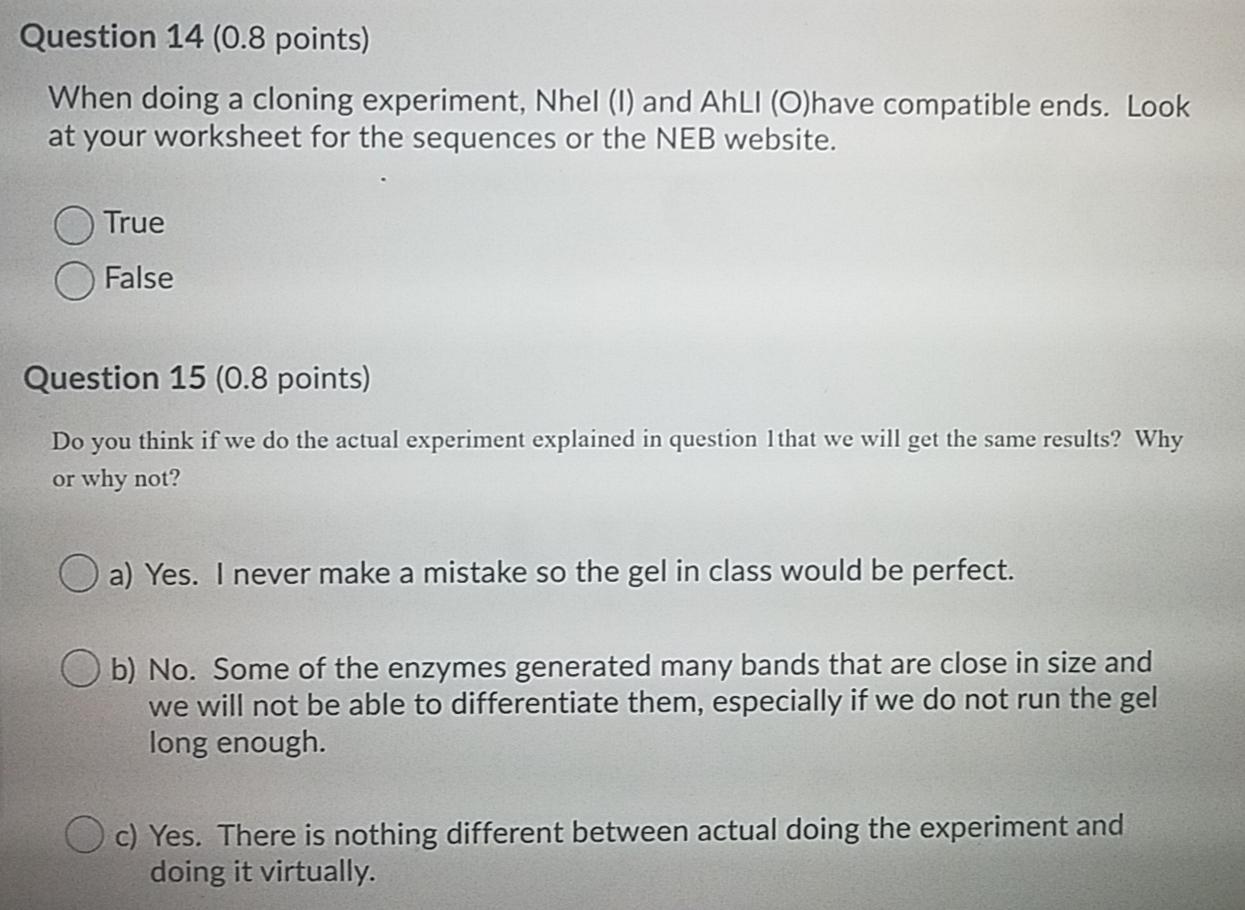 Solved If you set up a restriction digest with a final | Chegg.com