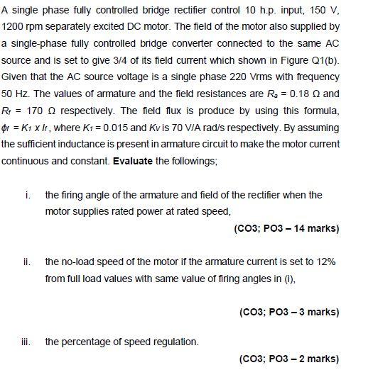 Solved A single phase fully controlled bridge rectifier | Chegg.com