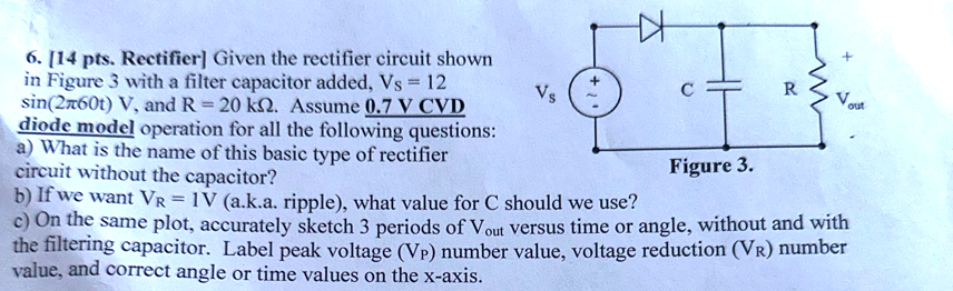 Solved [14 pts. ﻿Rectifier] ﻿Given the rectifier circuit | Chegg.com