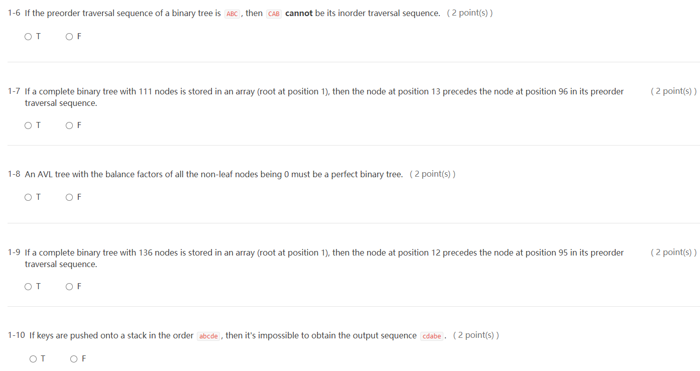 Solved 1-6 If the preorder traversal sequence of a binary | Chegg.com