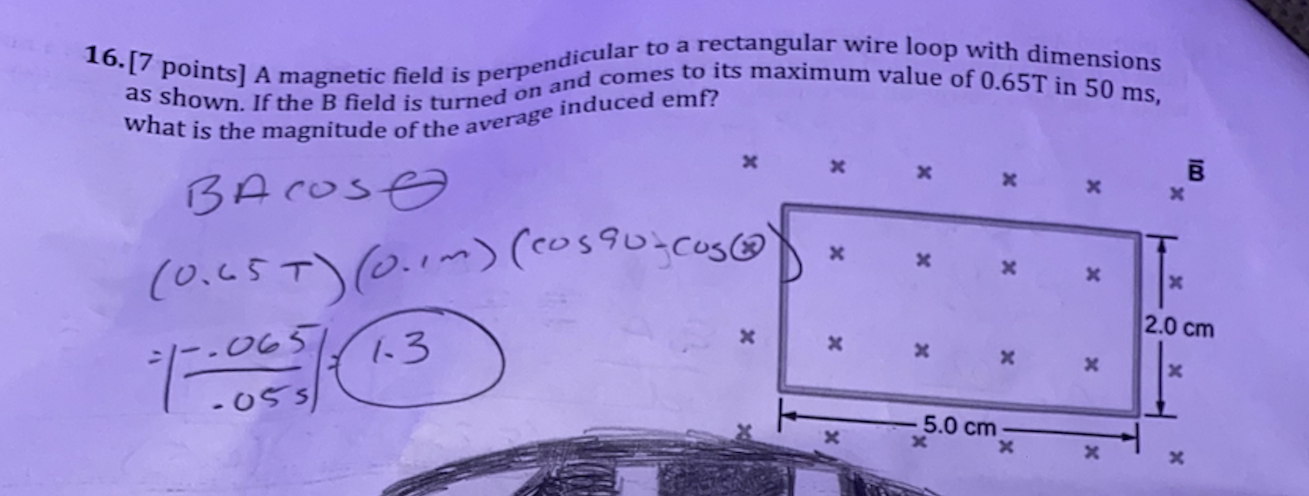 Solved 16. [7 points] A magnetic field is perpendicular to a | Chegg.com
