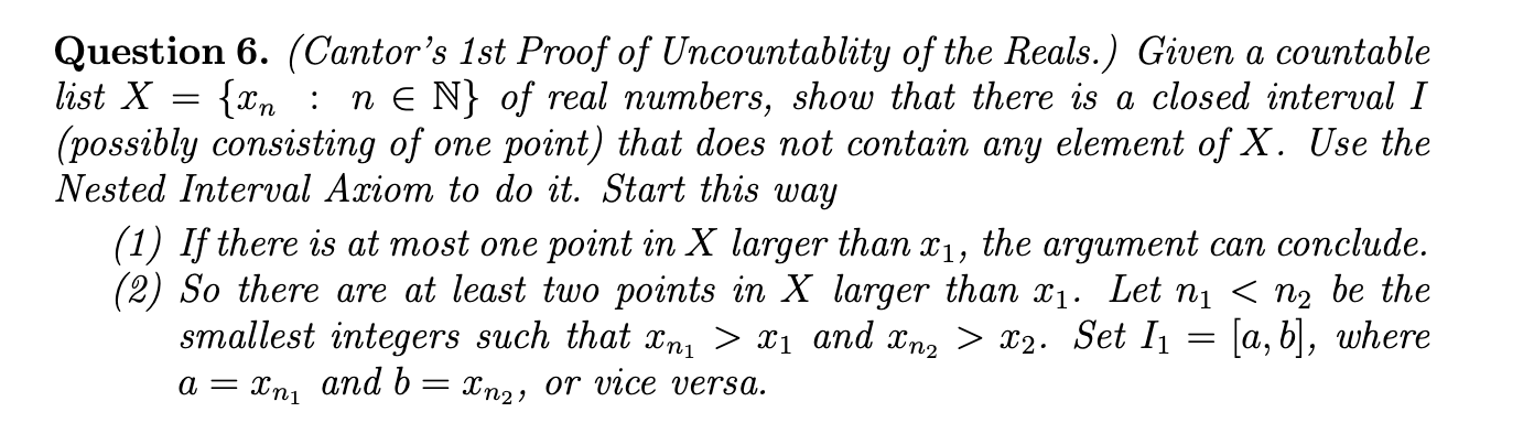 Solved a Question 6. (Cantor's 1st Proof of Uncountablity of | Chegg.com