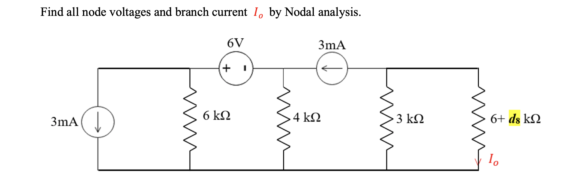 Solved Find all node voltages and branch current 1, by Nodal | Chegg.com