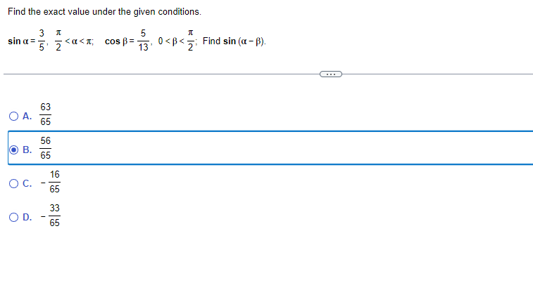 Solved Find the exact value under the given conditions. 3 | Chegg.com