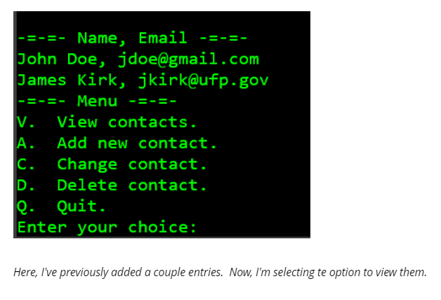 Solved Write a program that keeps names and email addresses | Chegg.com