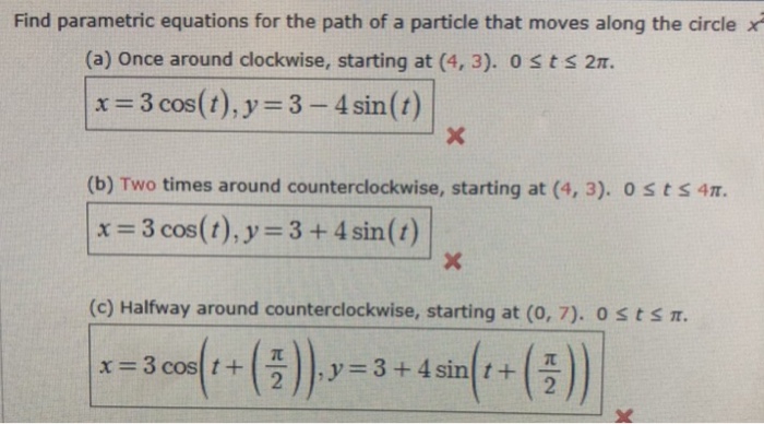 Solved Find parametric equations for the path of a particle | Chegg.com