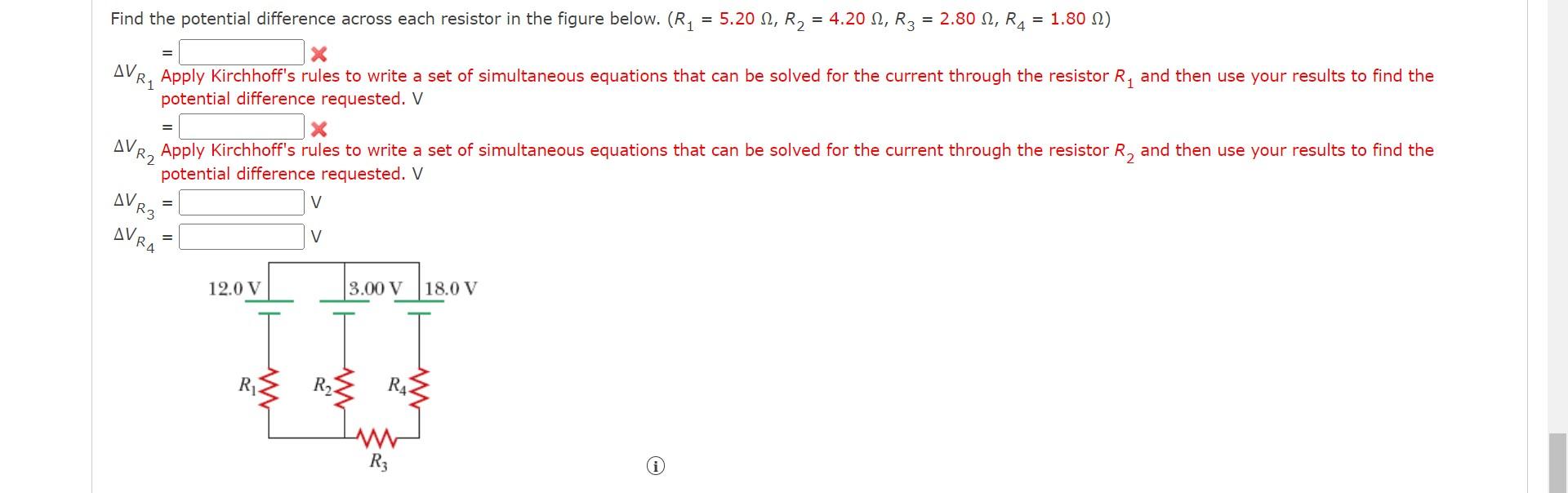 Solved Find the potential difference across each resistor in | Chegg.com
