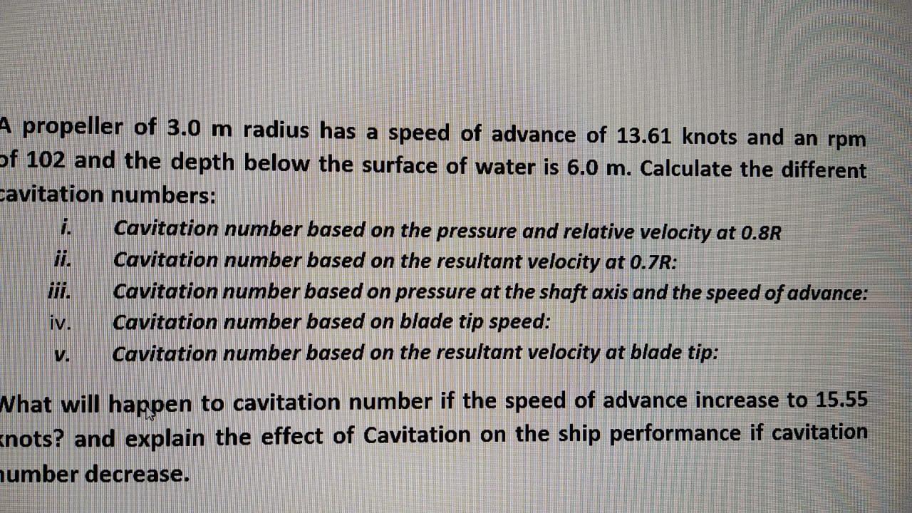 Solved propeller of 3.0 m radius has a speed of advance of | Chegg.com