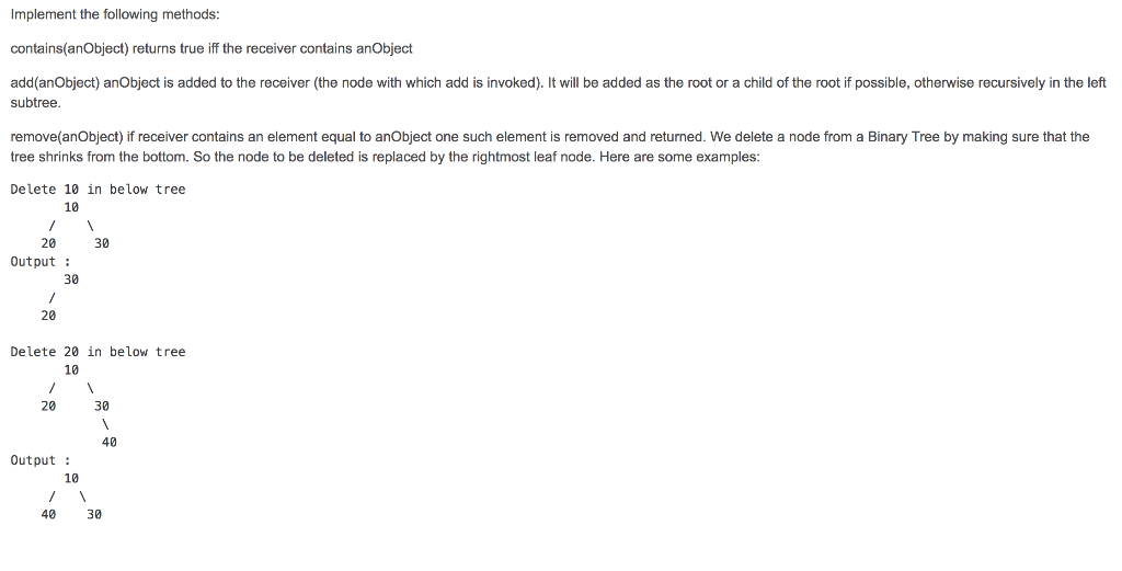 Solved Implement the following methods contains(anObject) | Chegg.com