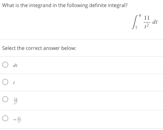 Solved What is the integrand in the following definite | Chegg.com