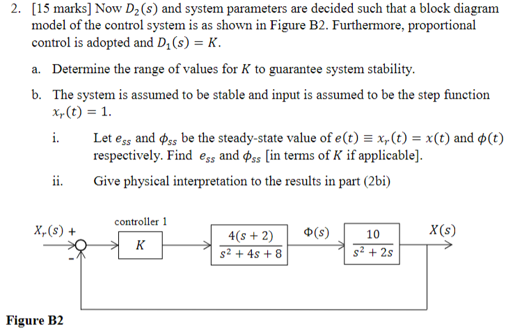 Solved 2. [15 marks] Now Dz(s) and system parameters are | Chegg.com
