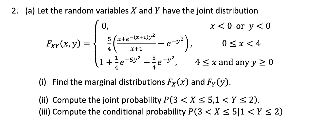 Solved 2. (a) Let the random variables X and Y have the | Chegg.com