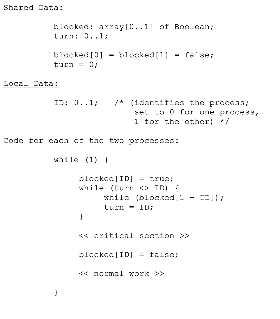 The “solution” to the two-process mutual exclusion | Chegg.com