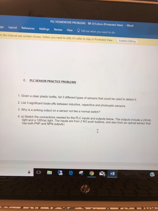 Solved PLC HOMEWORK PROBLEMS BB-3(1).doo (Protected View) | Chegg.com