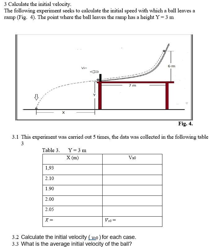 Solved 3 Calculate the initial velocity. The following | Chegg.com