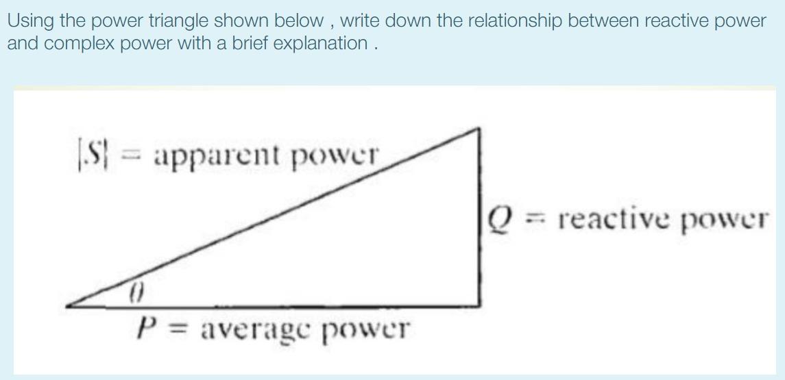 Solved Using the power triangle shown below , write down the | Chegg.com
