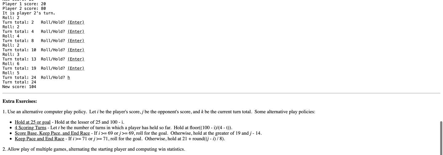 Solved The following link: O-O Pig Game e contains a | Chegg.com
