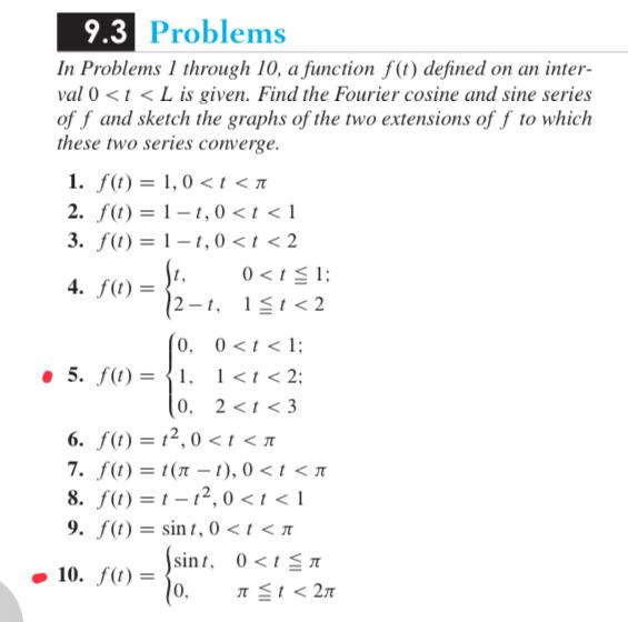 Solved 9.3 Problems In Problems 1 through 10, a function | Chegg.com