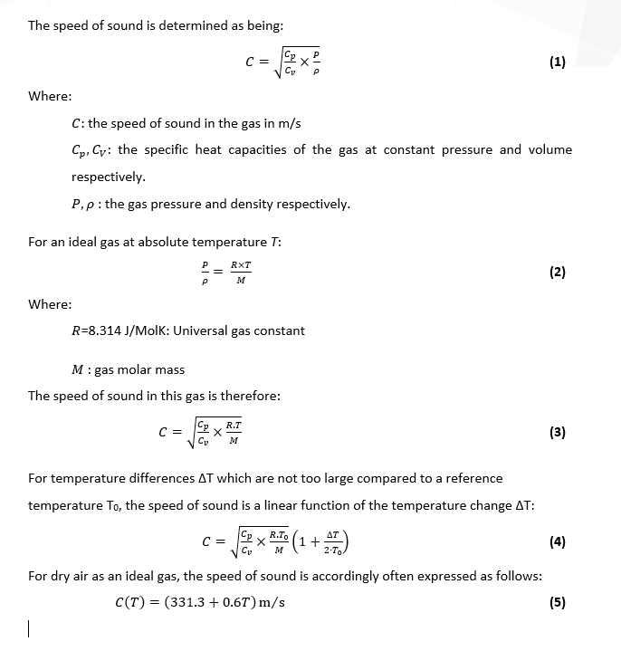 Solved The speed of sound is determined as being: C= Sep X | Chegg.com
