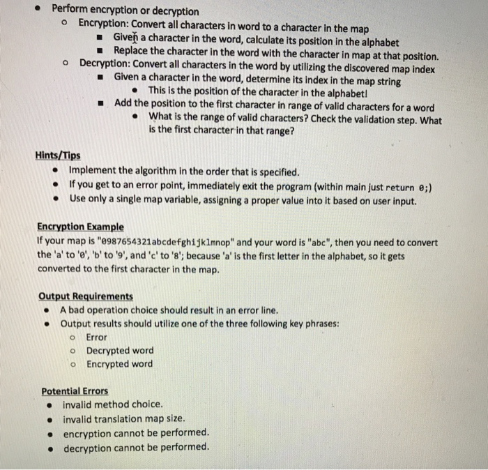 Solved Assignment Specifications Decryption and encryption | Chegg.com