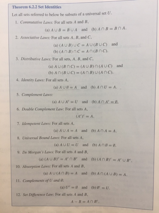 Solved Construct and algebraic proof using these set | Chegg.com