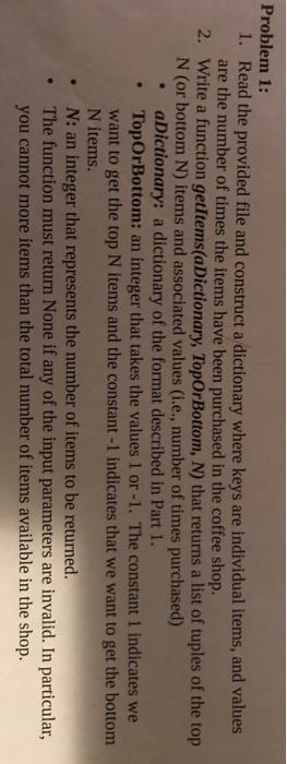 Solved Problem 1: Read the provided file and construct a | Chegg.com