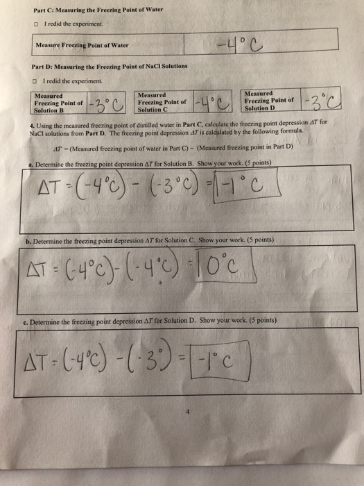 Part C: Measuring the Freezing Point of Water o I | Chegg.com