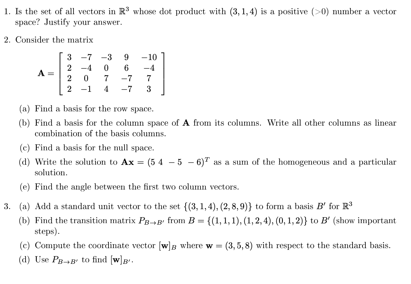 Solved 1. Is the set of all vectors in R3 whose dot product | Chegg.com