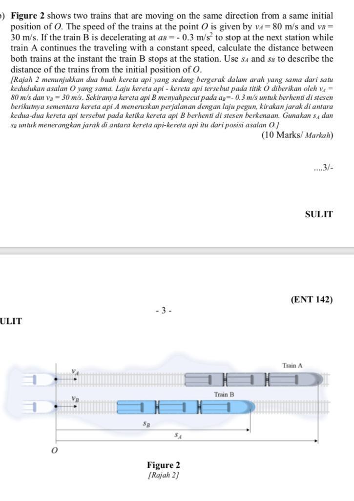 Solved ) Figure 2 shows two trains that are moving on the | Chegg.com