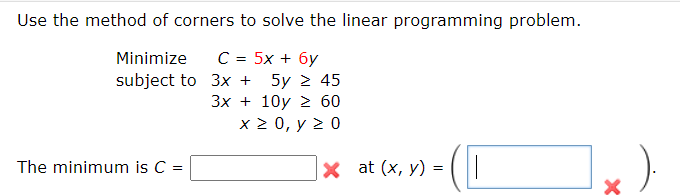 Solved Use the method of corners to solve the linear | Chegg.com