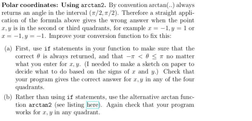 Solved Polar coordinates: Using arctan2. By convention | Chegg.com