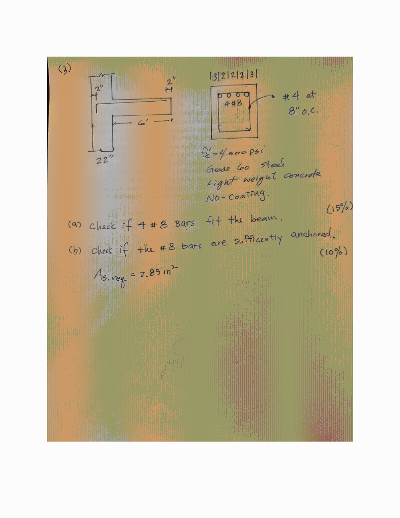 Solved (a) check if 4#8 Bars fit the beam. (b) check if the | Chegg.com