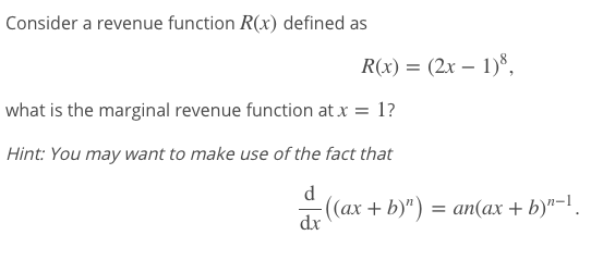 Solved Consider a revenue function R(x) defined as R(x) = | Chegg.com