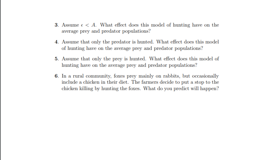 Solved Math 2326 Laboratory 3A Predator-Prey Models and | Chegg.com