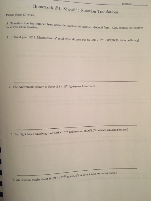 Solved Translate the key number from scientific notation to | Chegg.com