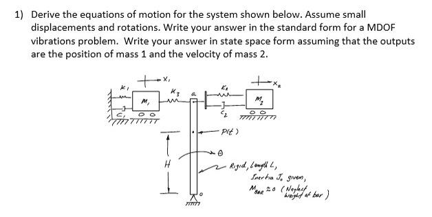 1) Derive the equations of motion for the system | Chegg.com