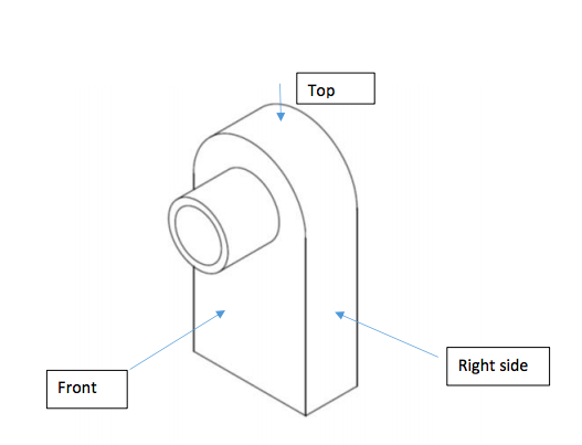 Solved Sketch 3 different views (Top, Front and Right side) | Chegg.com