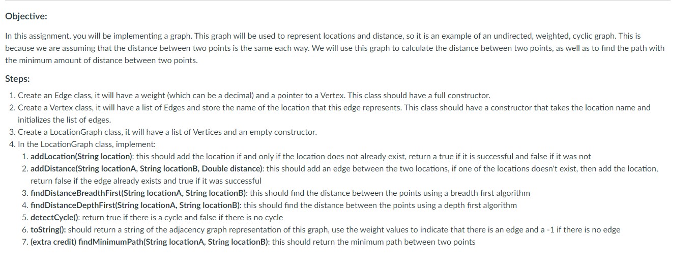 Solved In this assignment, you will be implementing a graph. | Chegg.com