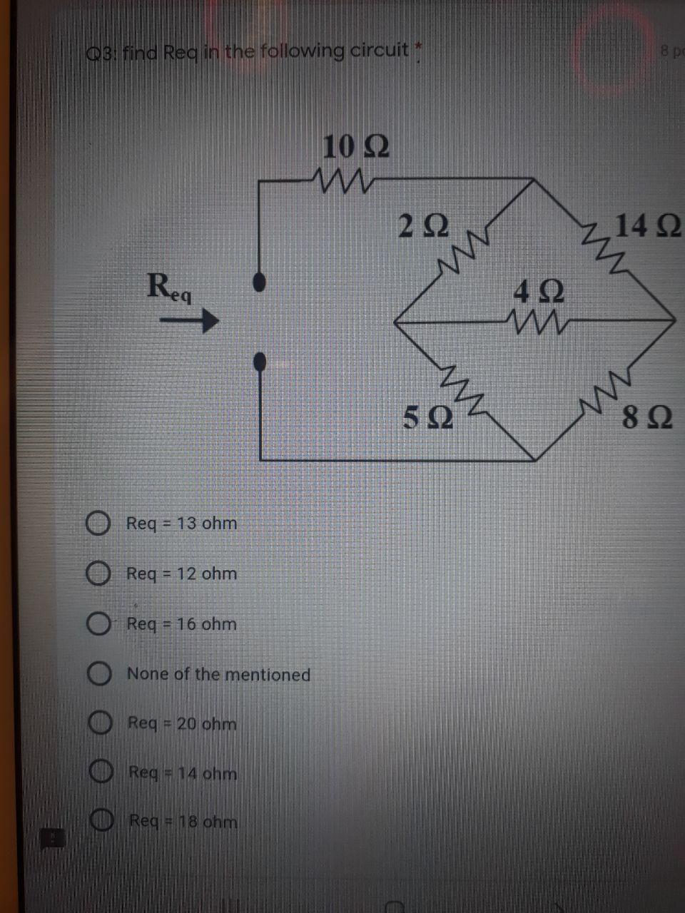 Solved @B! Find Req in in the following circuit В ро 10 22 w | Chegg.com