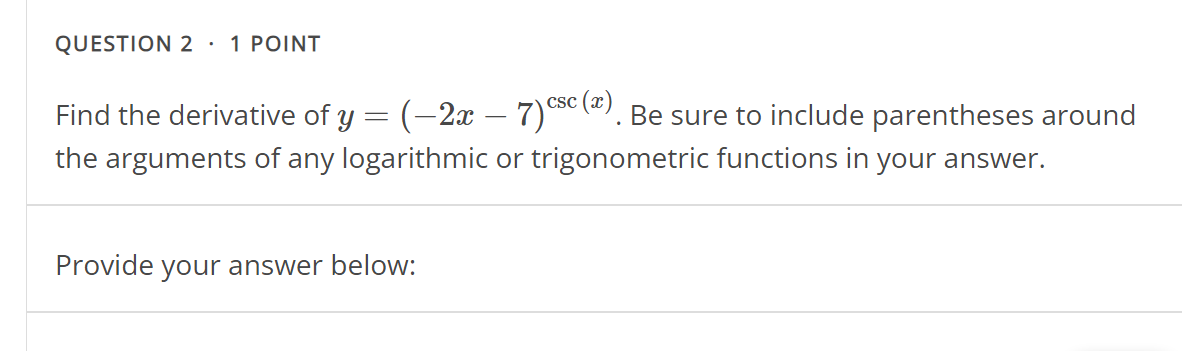 Solved QUESTION 2*1 ﻿POINTFind the derivative of | Chegg.com
