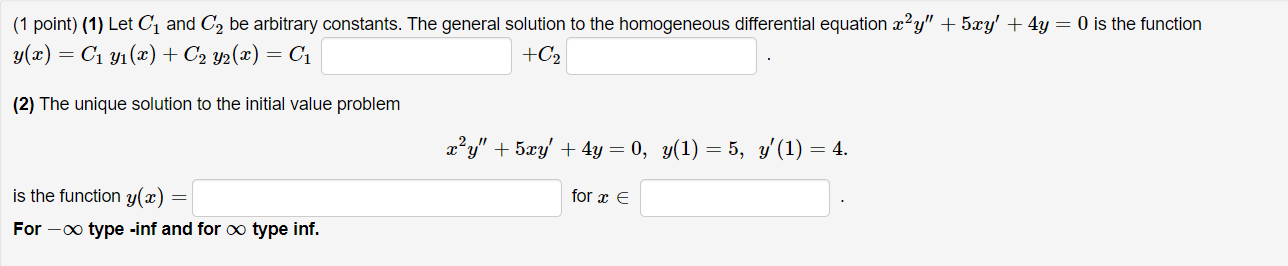 Solved (1 point) (1) Let C and C be arbitrary constants. The | Chegg.com