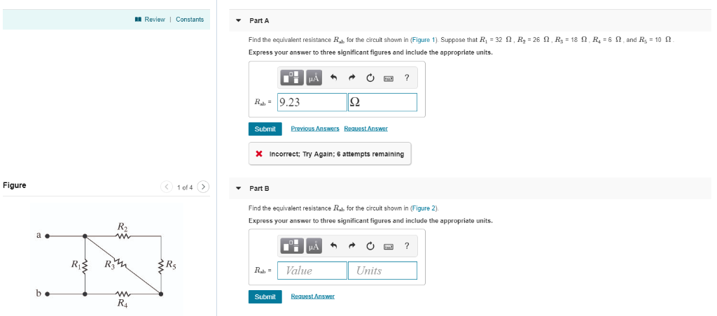 Solved Review Constants PartA Find the equivalent resistance | Chegg.com