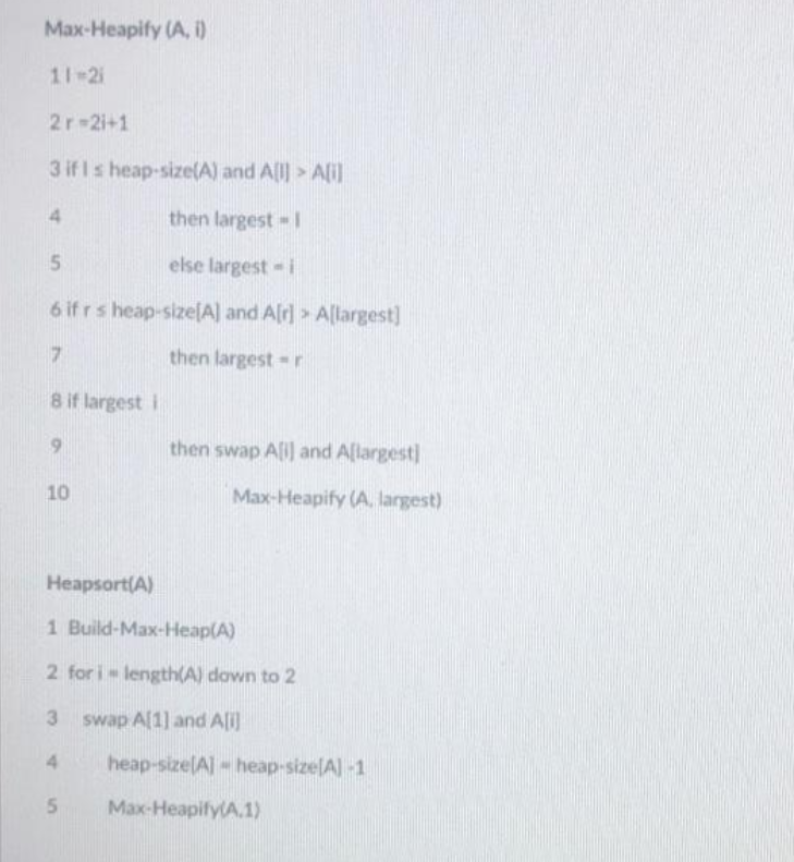 Solved Max-Heapify (A, 0) 11-21 2r-21+1 3 if is heap-size(A) | Chegg.com