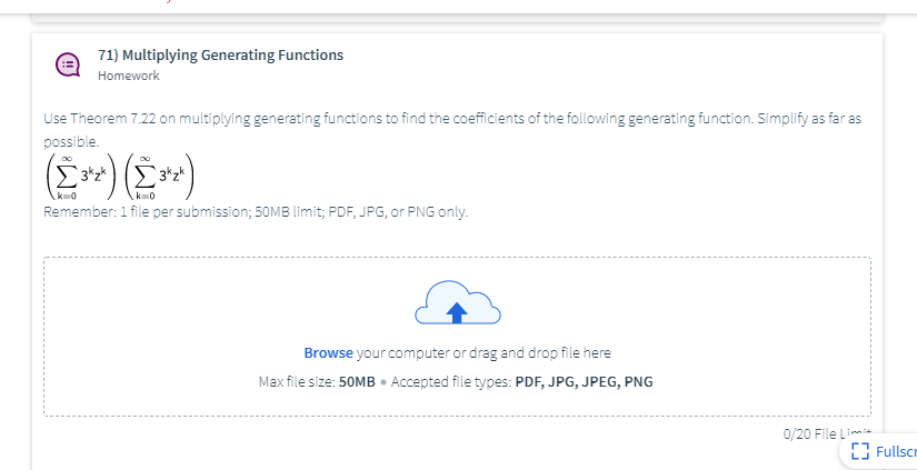 Solved 71) Multiplying Generating Functions Homework Use | Chegg.com