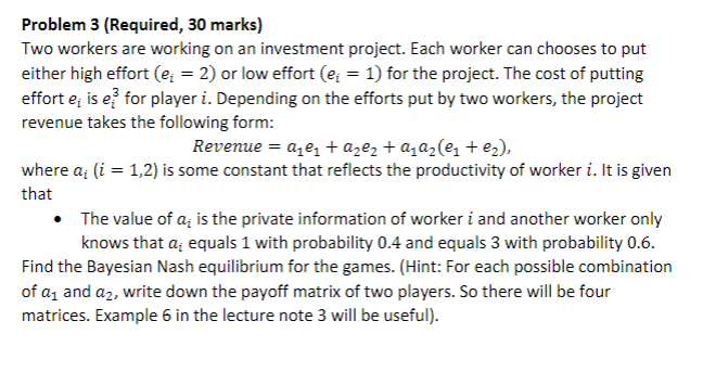 Solved Problem 3 (Required, 30 marks) Two workers are | Chegg.com
