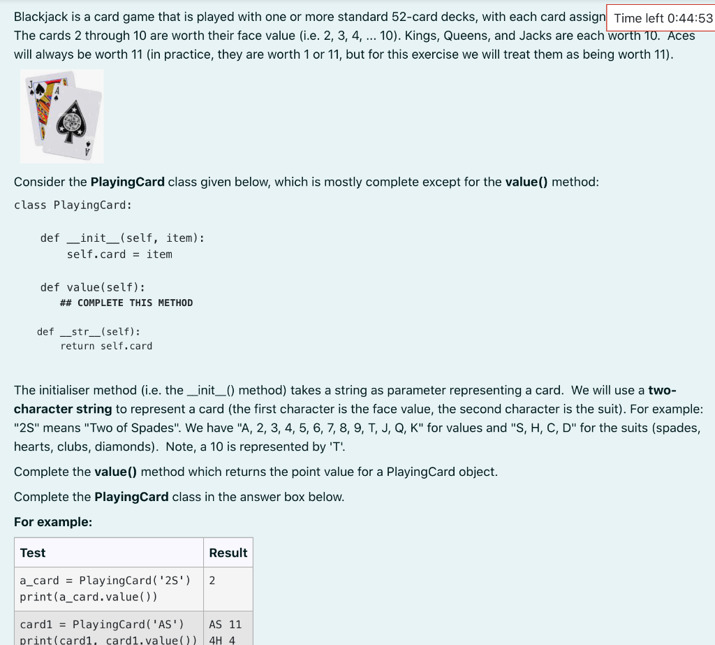 Solved Blackjack is a card game that is played with one or | Chegg.com