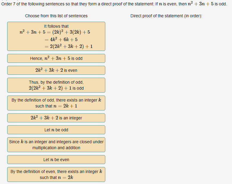 Solved Complete the following direct proof of the statement: | Chegg.com